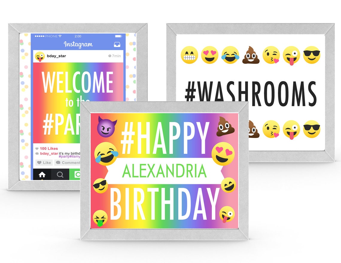 Printable Rainbow Emoji Birthday Party Decorations Emoji Kids - Etsy