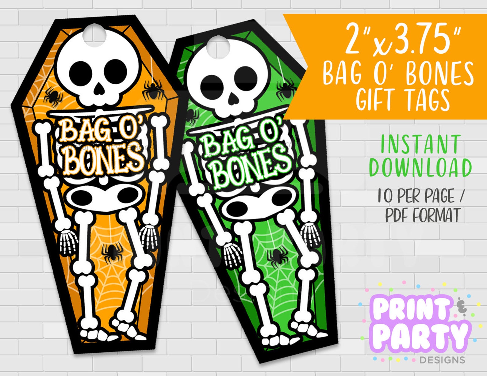 Printable Bag O Bones Halloween Gift Tags, Halloween Classroom Gift ...