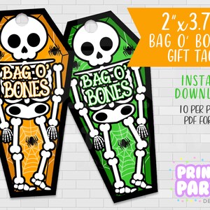 Printable Bag O Bones Halloween Gift Tags, Halloween Classroom Gift ...