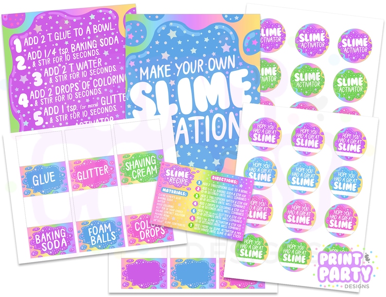 Printable Slime Making Station Kit, Slime Birthday Party, Slime Party ...
