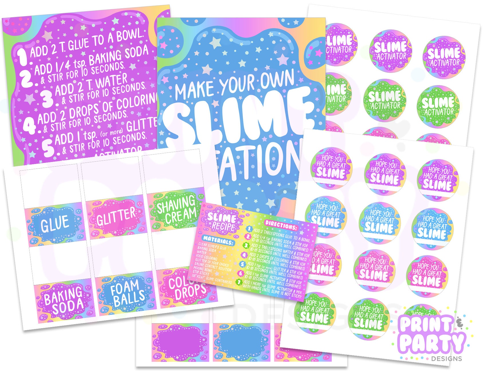 Printable Slime Making Station Kit Slime Birthday Party - Etsy