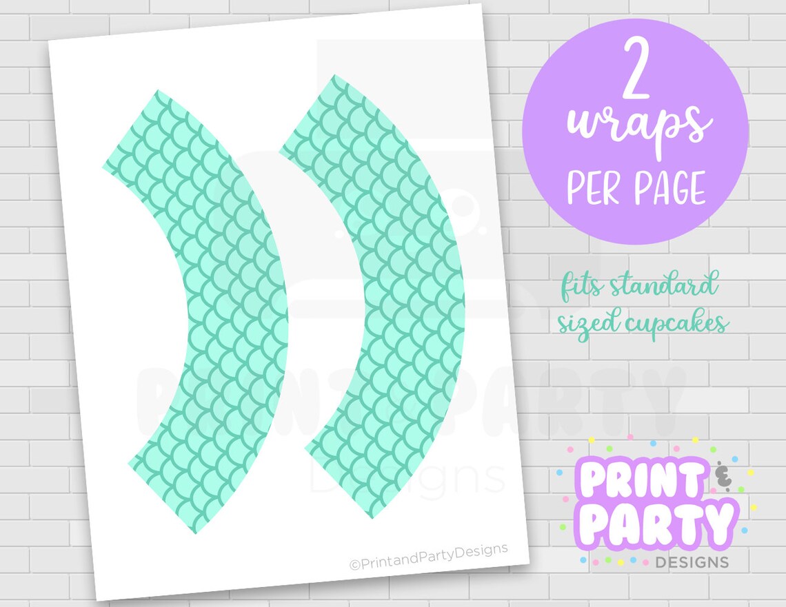2" Printable Mermaid Cupcake Topper and Wrapper, Mermaid Birthday Party ...