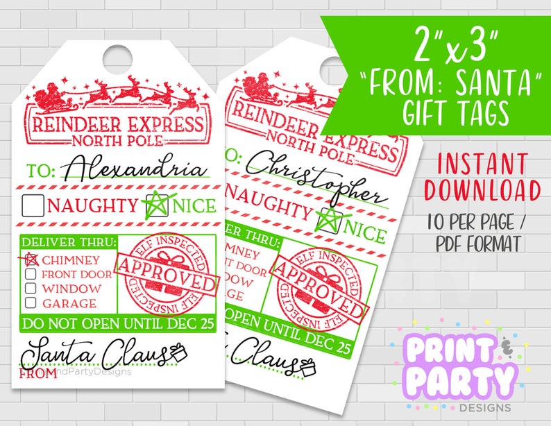 Printable From Santa Claus Christmas Gift Tags Reindeer - Etsy