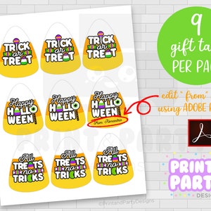 Printable Candy Corn Halloween Party Favor Gift Tags, Halloween Candy ...