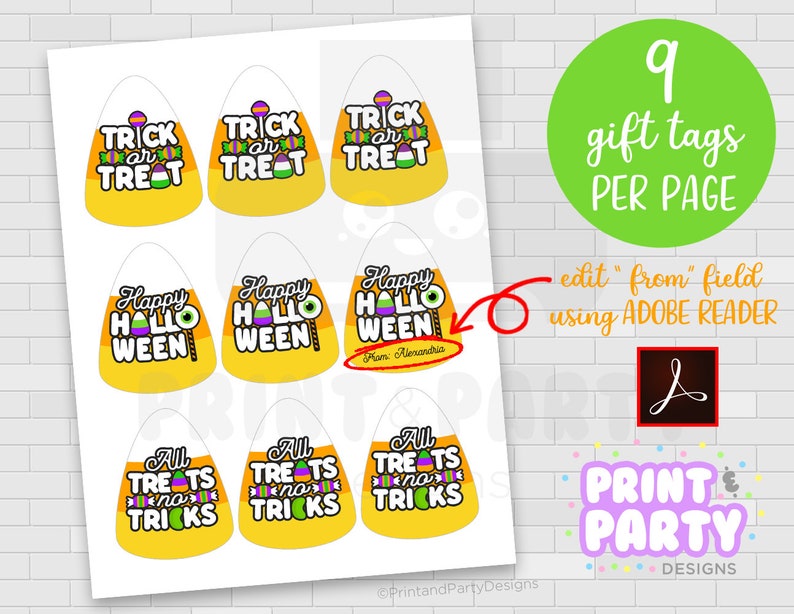 Printable Candy Corn Halloween Party Favor Gift Tags | Etsy