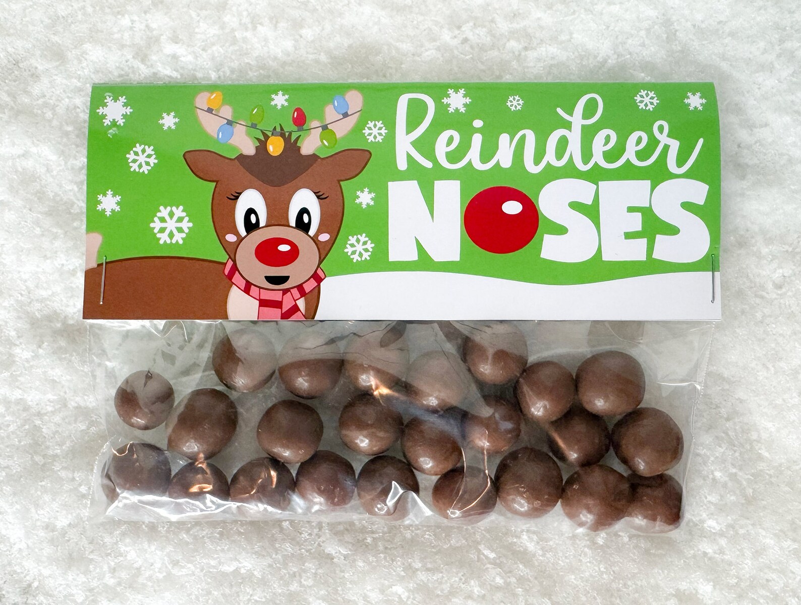 Printable Christmas Reindeer Noses Treat Bag Toppers, Kid's Christmas ...