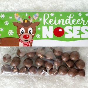 Printable Christmas Reindeer Noses Treat Bag Toppers, Kid's Christmas ...