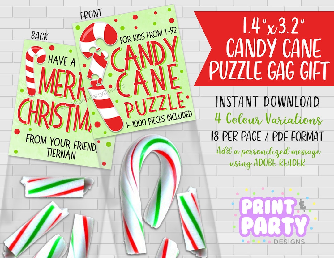 Printable Candy Cane Puzzle Gag Gift Candy Cane Bag Toppers - Etsy