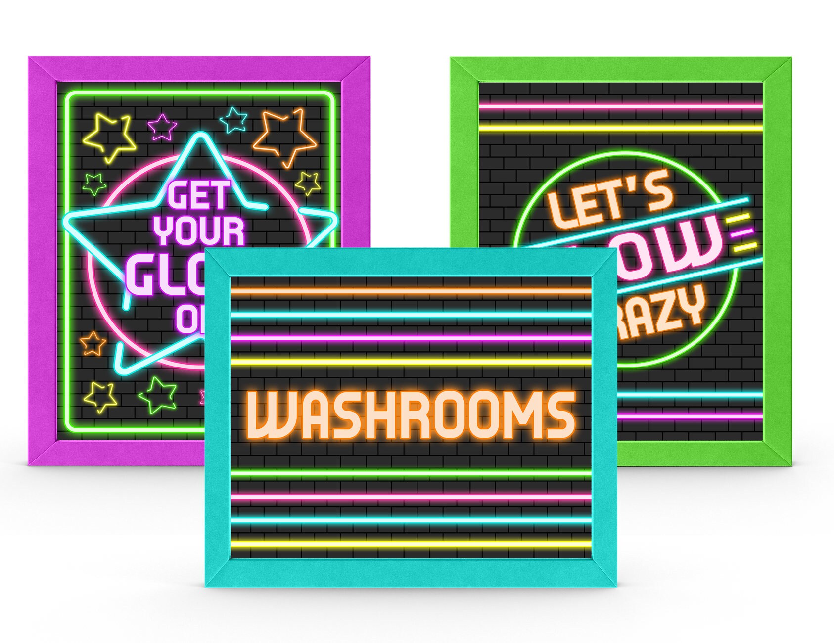 Printable Neon Glow Birthday Party Decorations, Teen Blacklight Glow ...