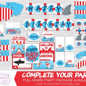 Printable Shark Party Favor Bag Cover, Shark Week Birthday Party Favor ...