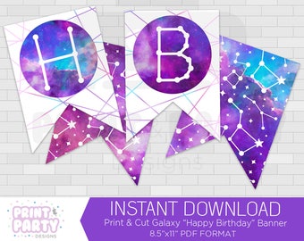 Galaxy Birthday Banner - Etsy