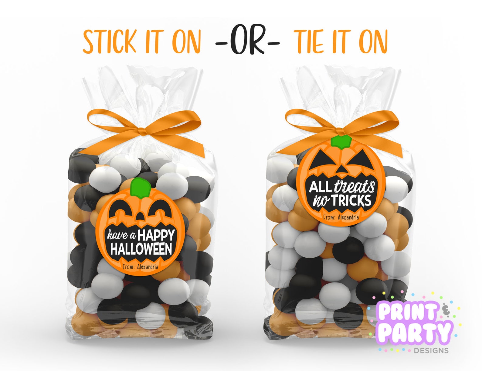 Printable Pumpkin Halloween Gift Tags, Kids Halloween Party Favor ...