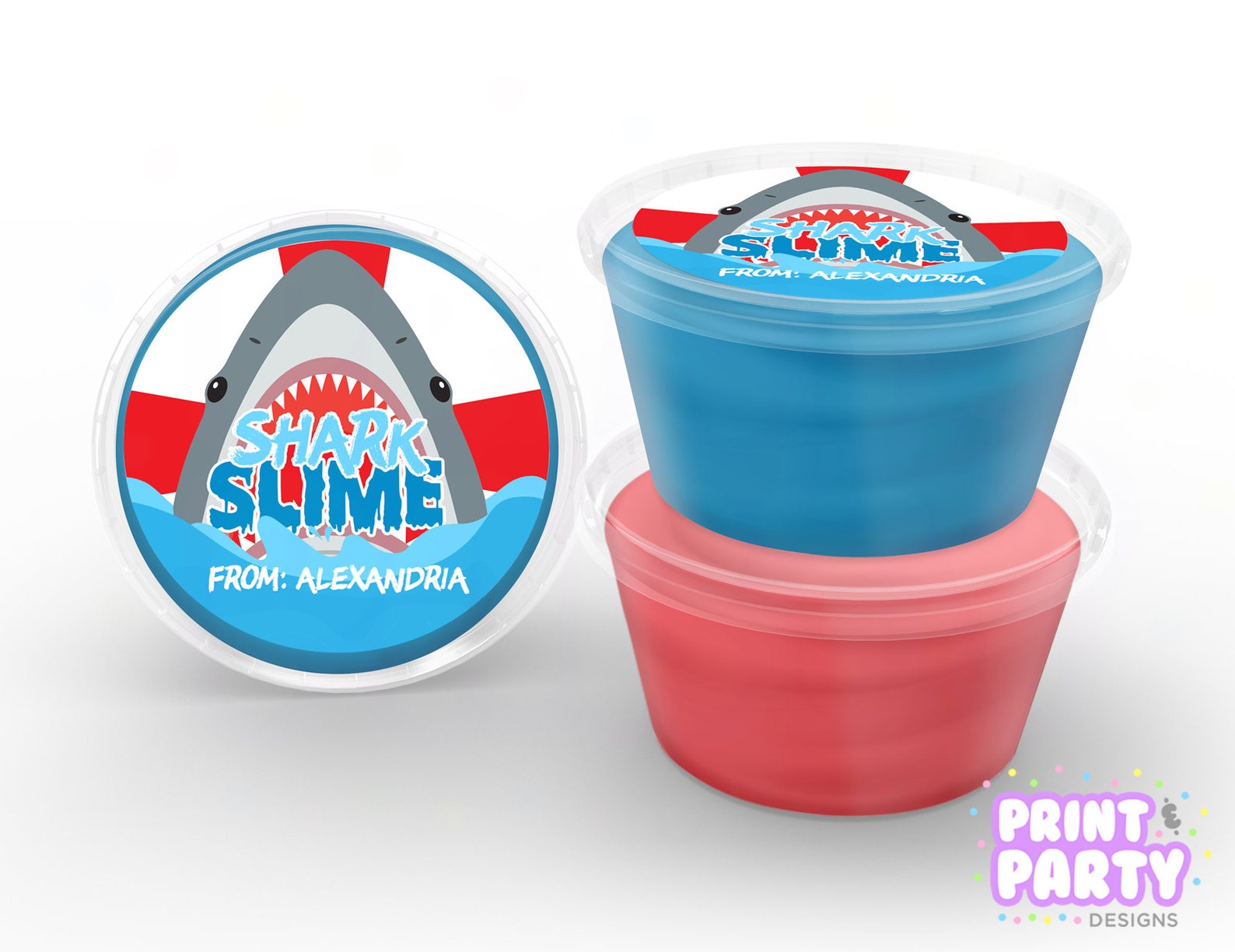 Printable Shark Slime Container Labels, Shark Party Favor Tags, Ocean ...