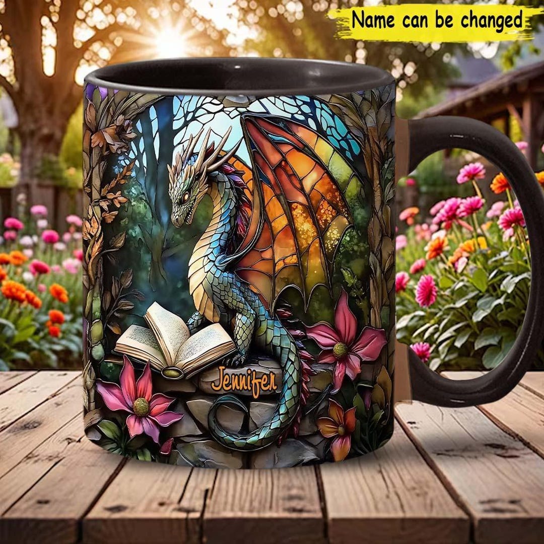 Love Dragons Personalized Dragon Accent Mug, Custom Dragon on Fire ...