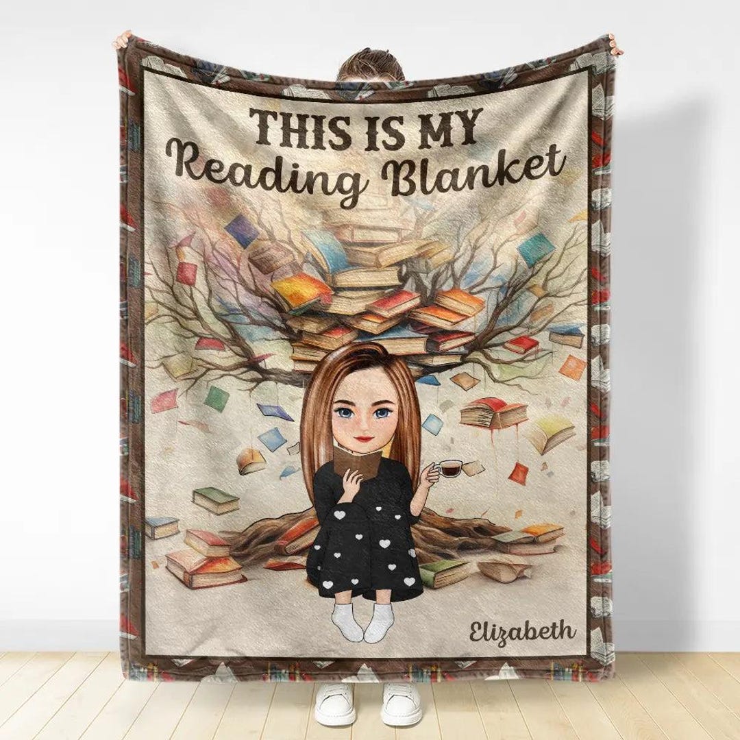 Custom Book Tree This is My Reading Blanket Fleece Blanket, Christmas ...