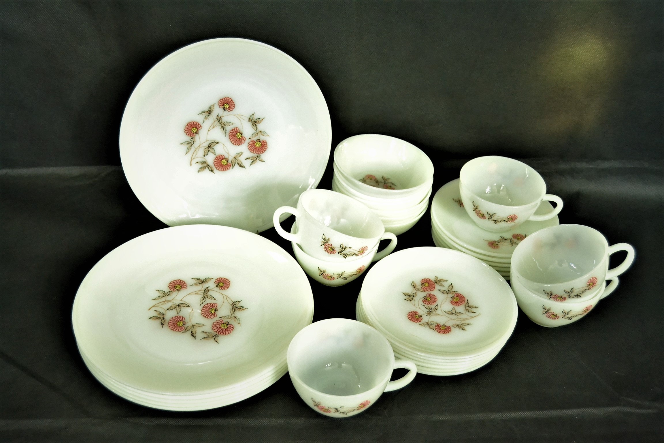 Fire King Dinnerware Set 30 Pieces Fleurette Pattern - Etsy
