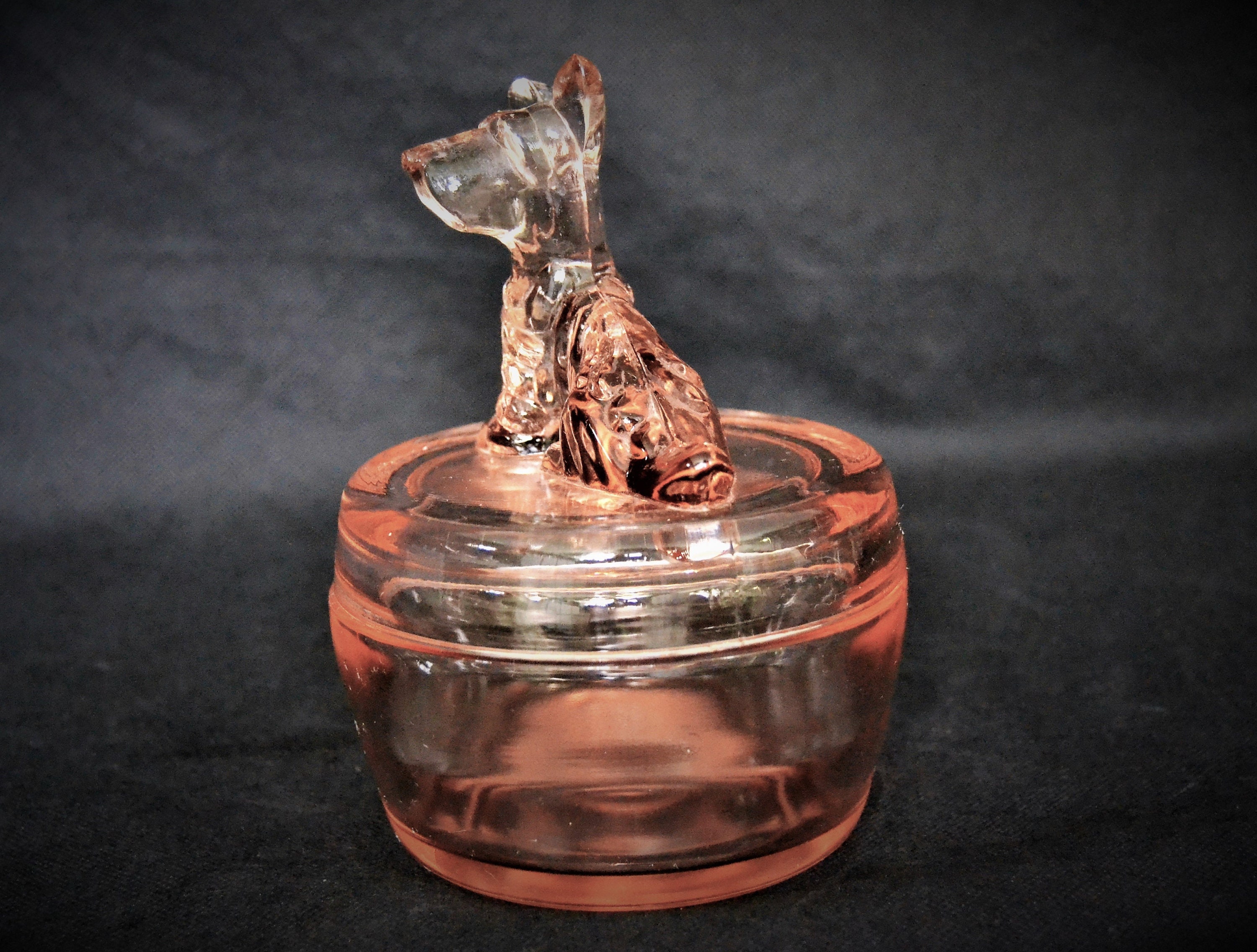 Vintage Pink Glass Scottie Dog Jewelry Box - Etsy