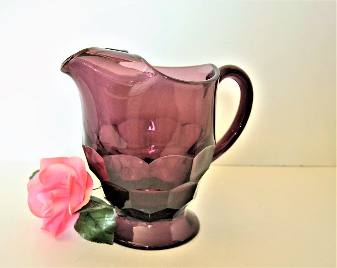 Purple Glass Pitcher From Viking Glass Georgian Pattern - Etsy