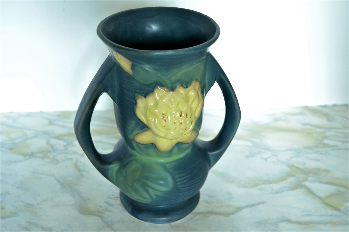 Reproduction Roseville Pottery Blue Water Lilly Vase - Etsy
