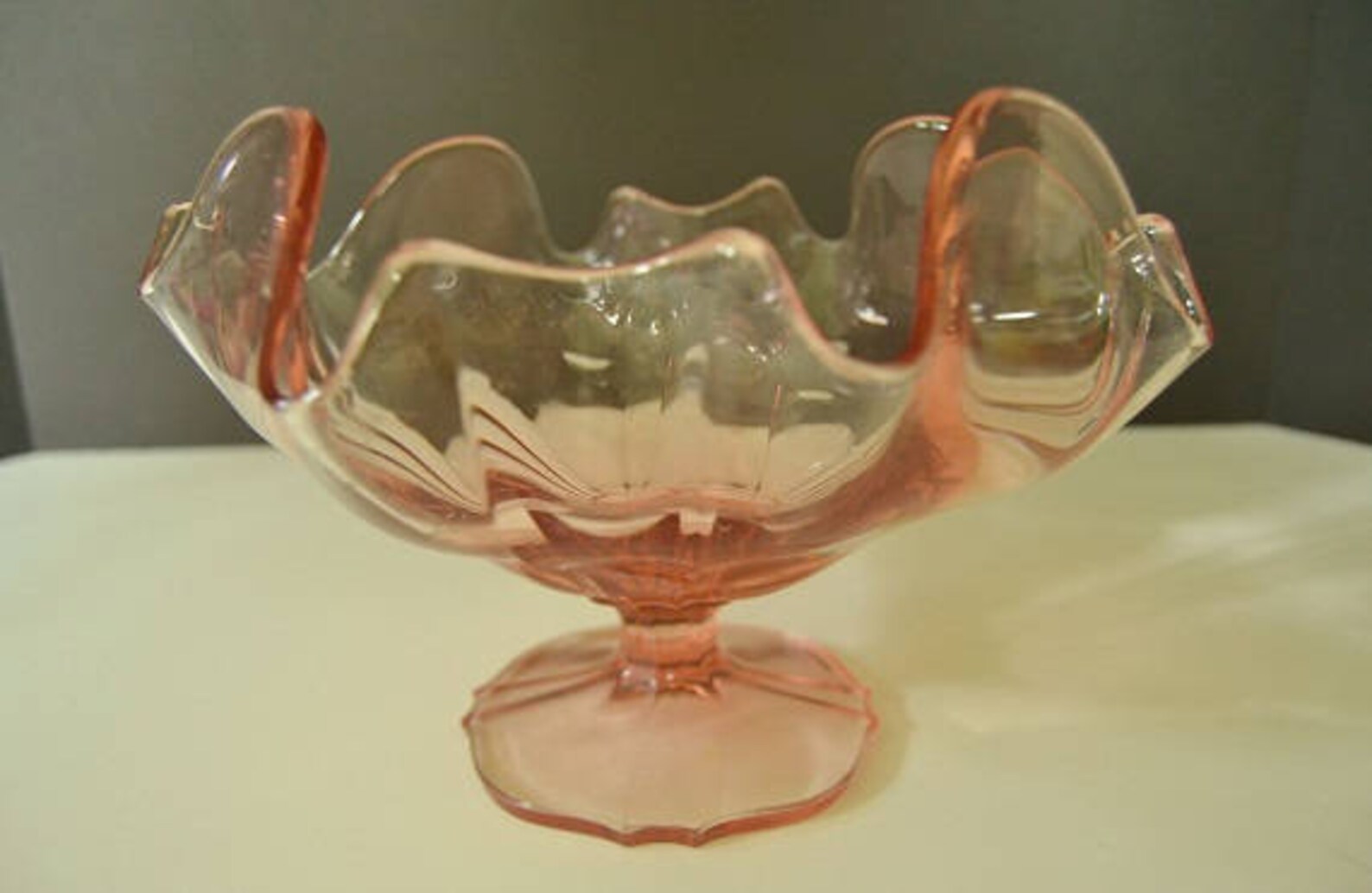 Pink Glass Compote Fruit Bowl | Etsy