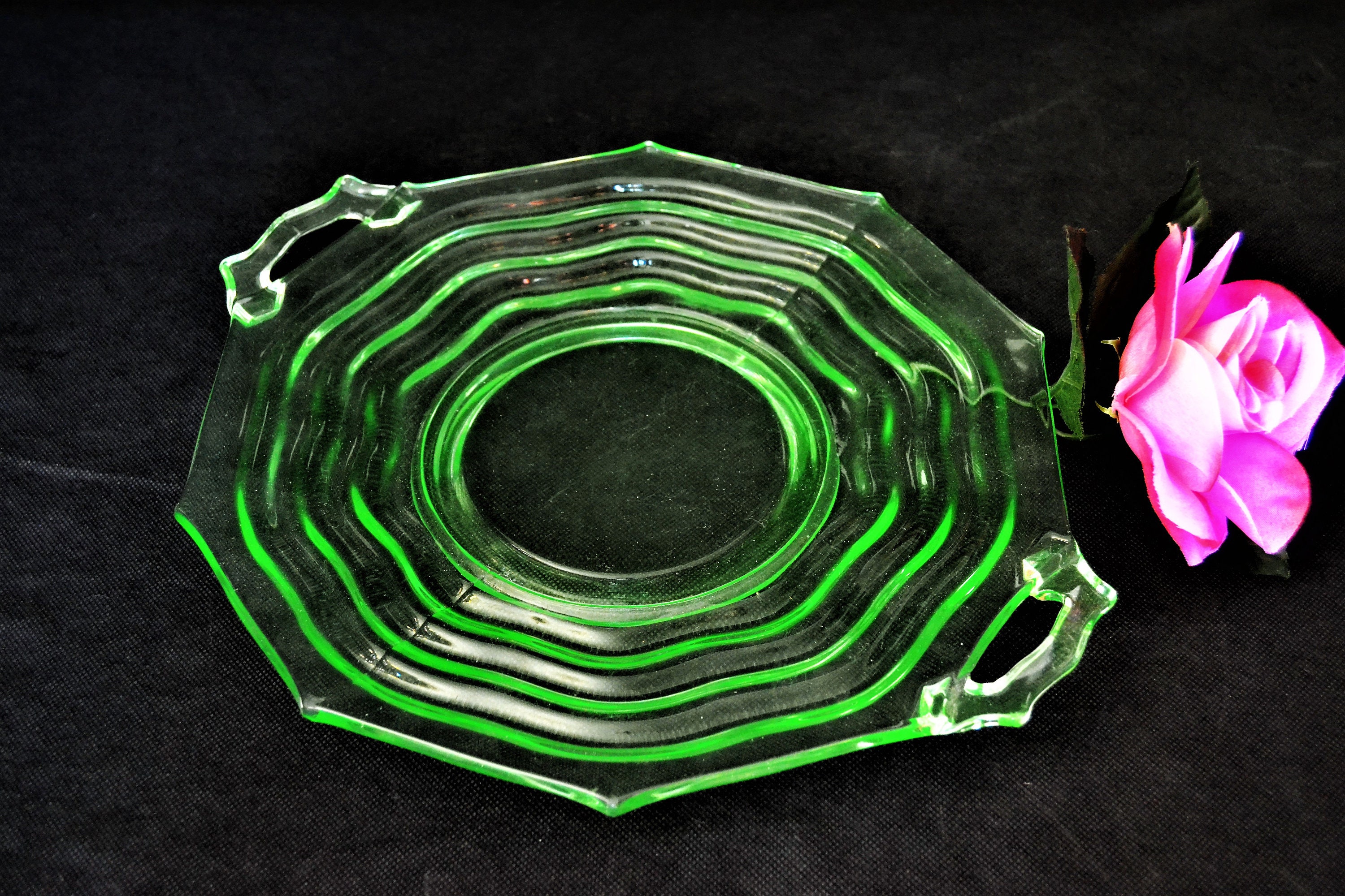 Vaseline Glass Ocean Waves Plate From D.C. Jenkin's Glass - Etsy