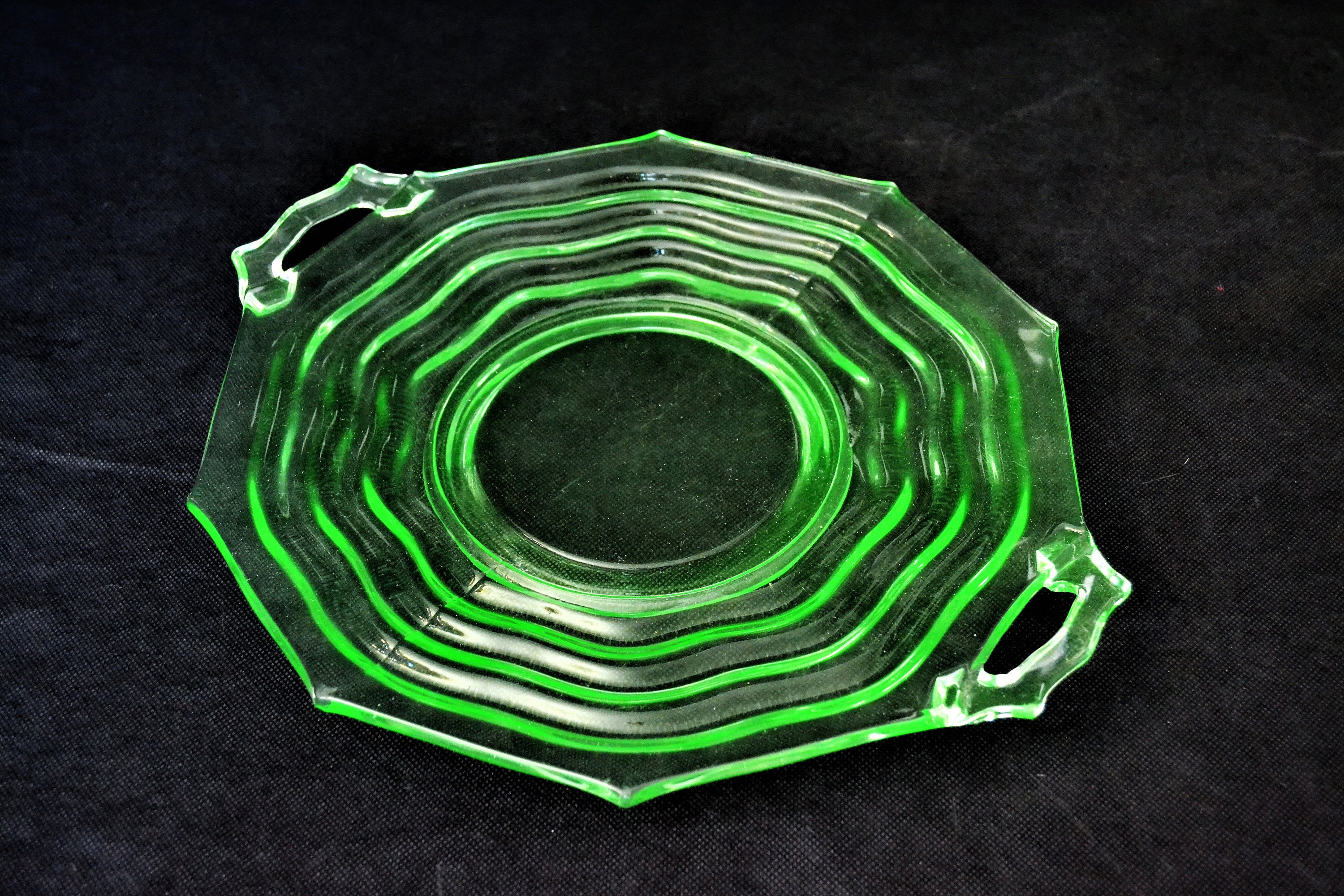 Vaseline Glass Ocean Waves Plate From D.C. Jenkin's Glass - Etsy
