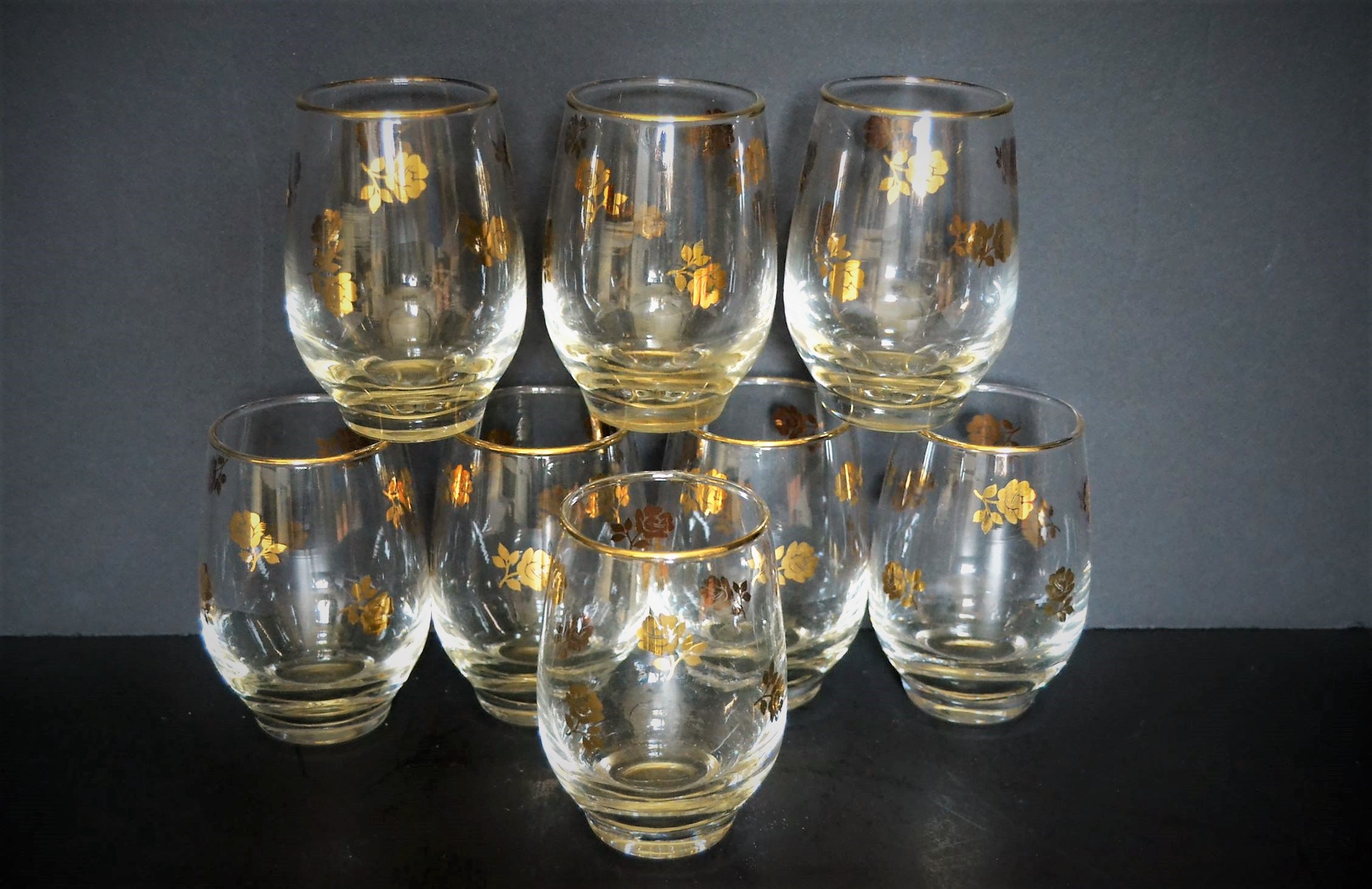 Gold Rose Provincial Roly Poly Glasses From Libbey - Etsy