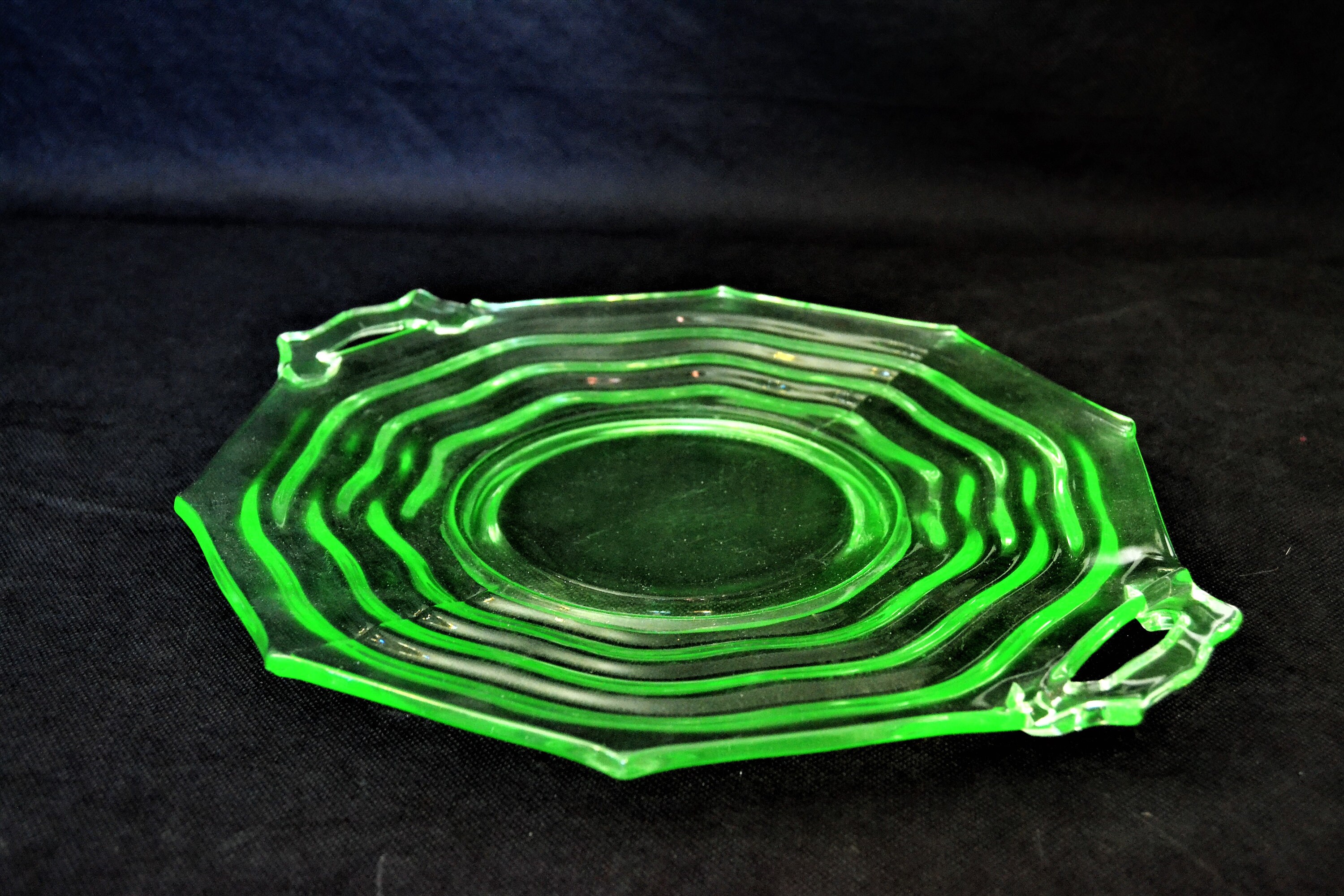 Vaseline Glass Ocean Waves Plate From D.C. Jenkin's Glass - Etsy