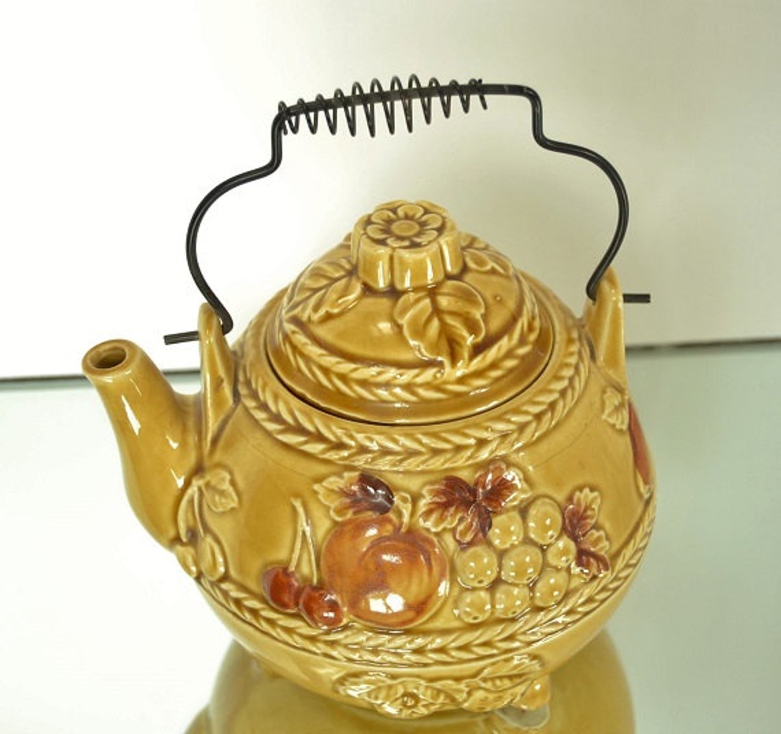 Vintage Fall Gold Harvest Ceramic Teapot - Etsy