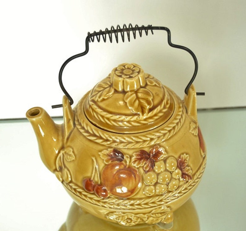 Vintage Fall Gold Harvest Ceramic Teapot - Etsy