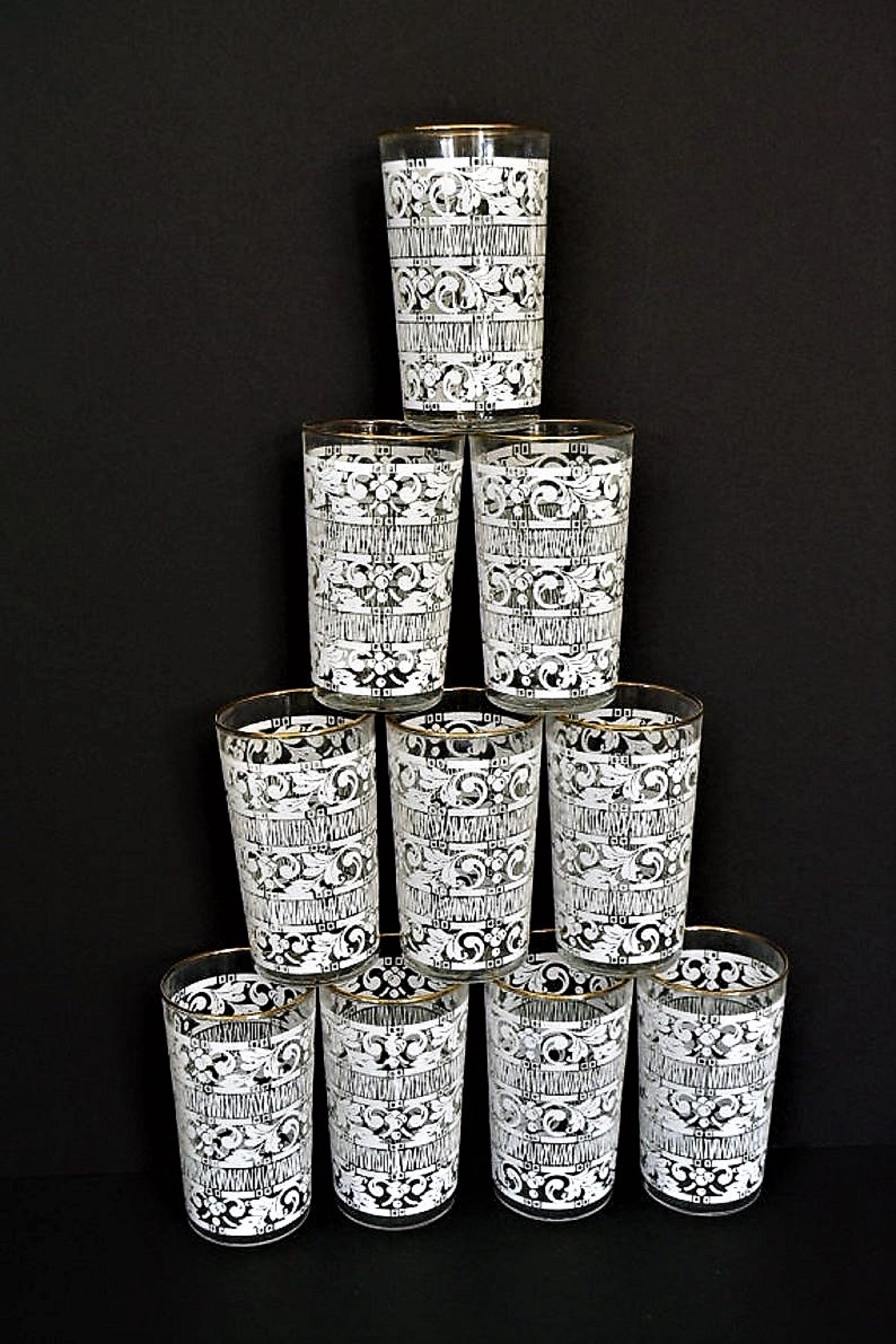 Vintage Swanky Swigs Tumblers White Ornate Glasses - Etsy
