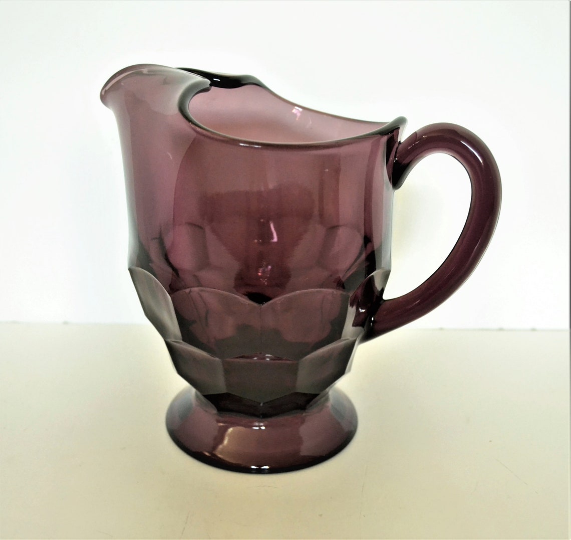 Purple Glass Pitcher From Viking Glass Georgian Pattern - Etsy