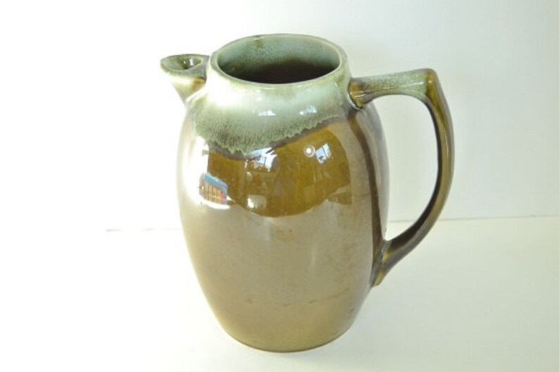 Vintage Pottery Pitcher From Pfaltzgraff Green Drip Ware - Etsy