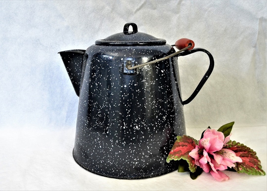 Navy Blue Enamel Camp Style Coffee Pot - Etsy