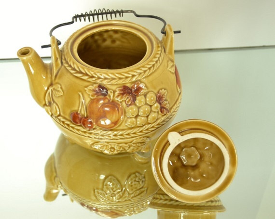Vintage Fall Gold Harvest Ceramic Teapot - Etsy
