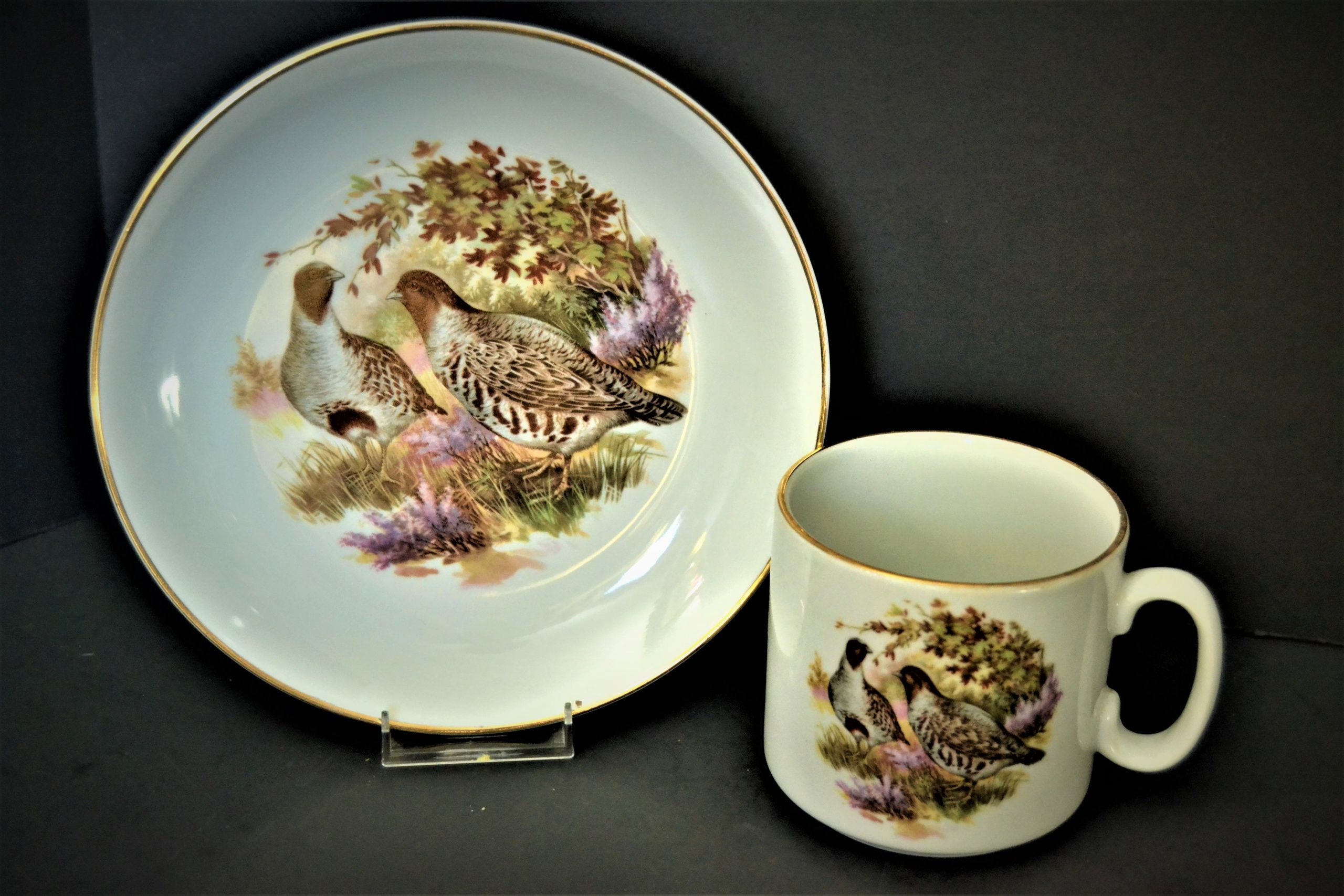 Game Bird Plates with Matching Cups from Naaman Israel | Etsy