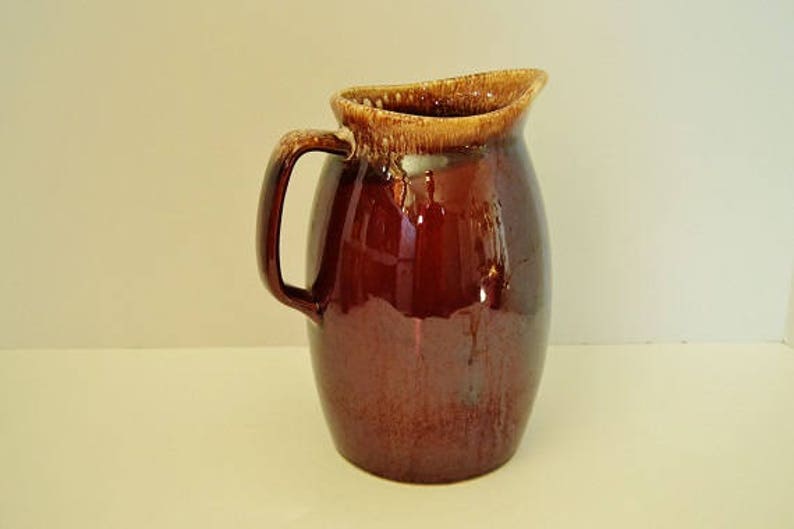 Vintage Brown Drip Pitcher From Hull With Tumblers - Etsy