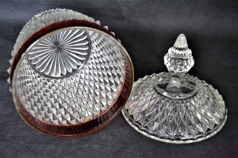 Diamond Point Ruby Flash Ice Bucket and Whiskey Glasses From - Etsy