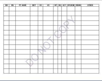 CNA Daily Report Sheet: Printable PDF (instant Download) - Etsy