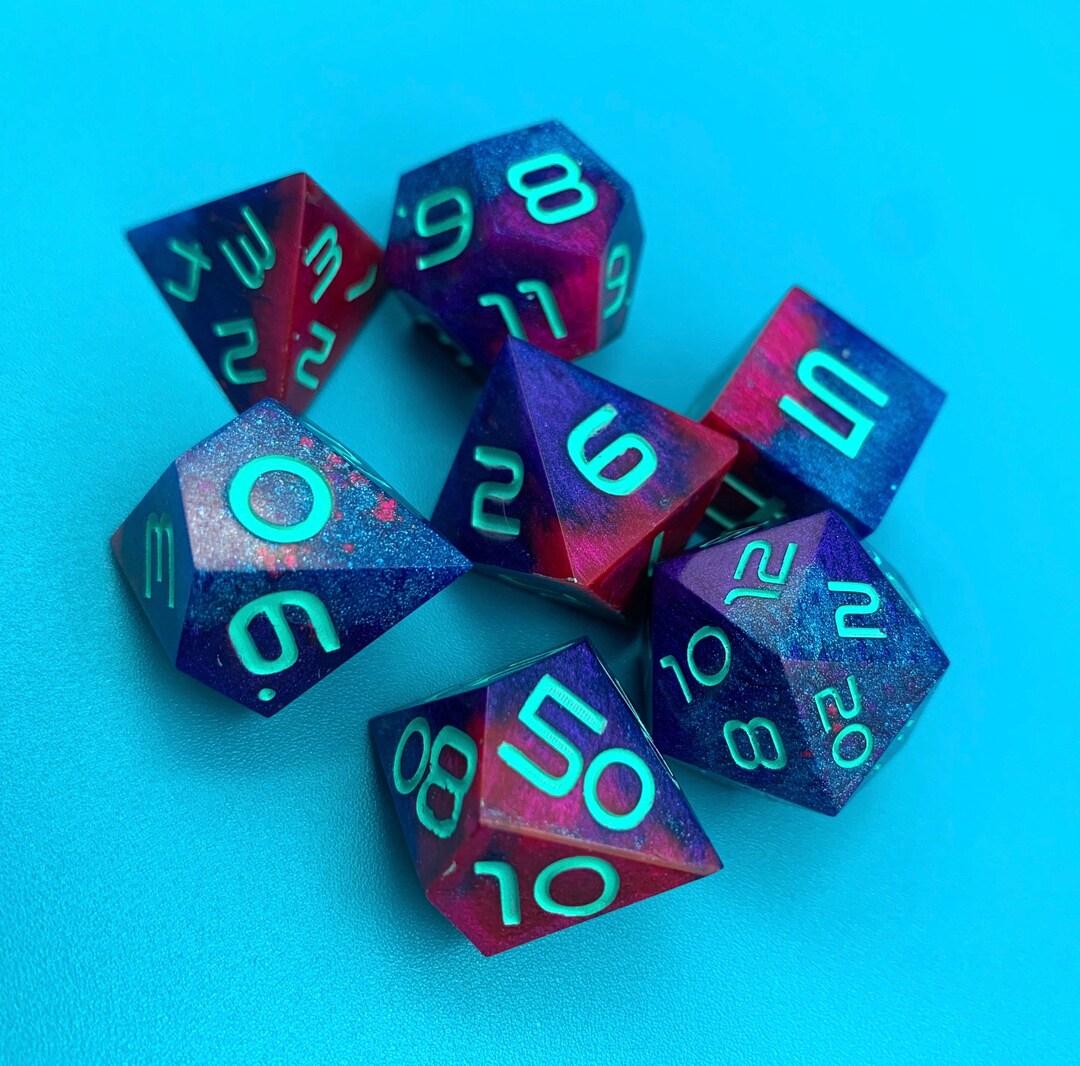 Bi-supernova Bisexual Pride Resin Sharp Edge Dice Set (7) for Role ...