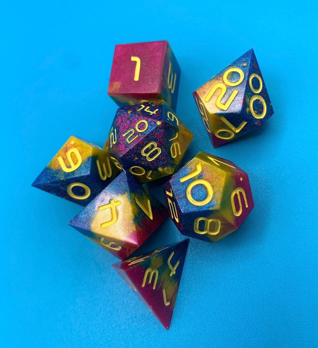 Pan-umbra Pansexual Pride Resin Sharp Edge Dice Set (7) for Role ...