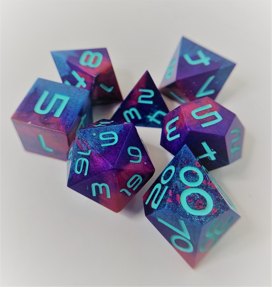 Bi-supernova Bisexual Pride Resin Sharp Edge Dice Set 7 for Role ...