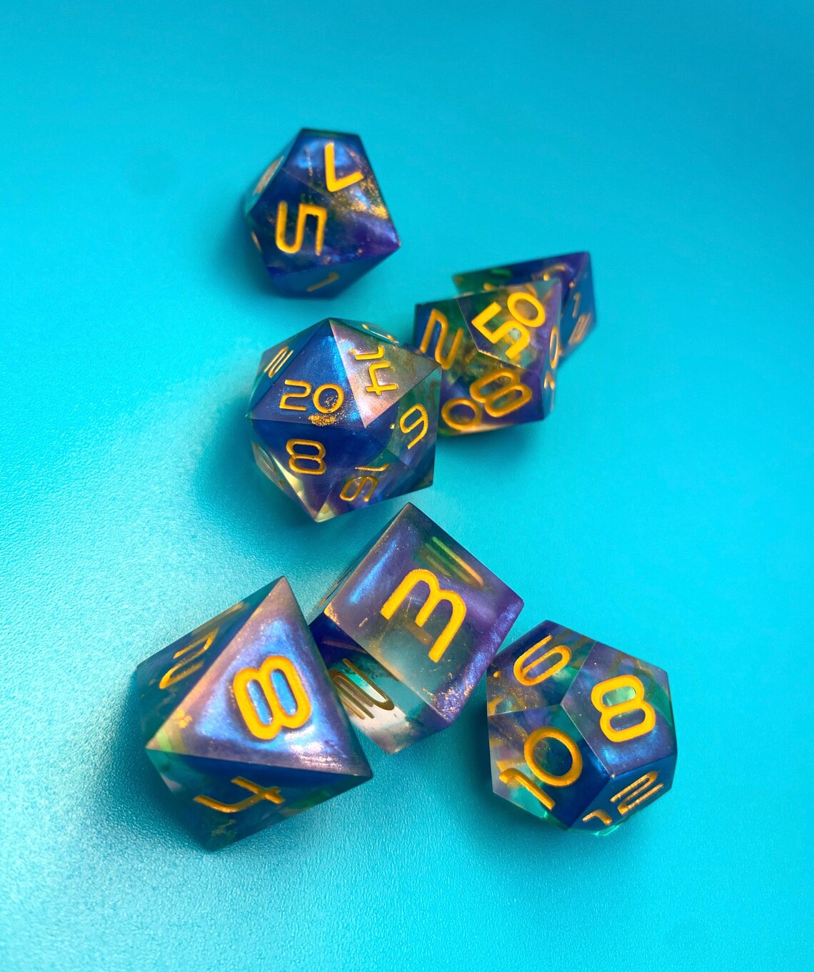 Aetherial Sea Sharp Edge Dice Set (7) for Role Playing Games - Etsy