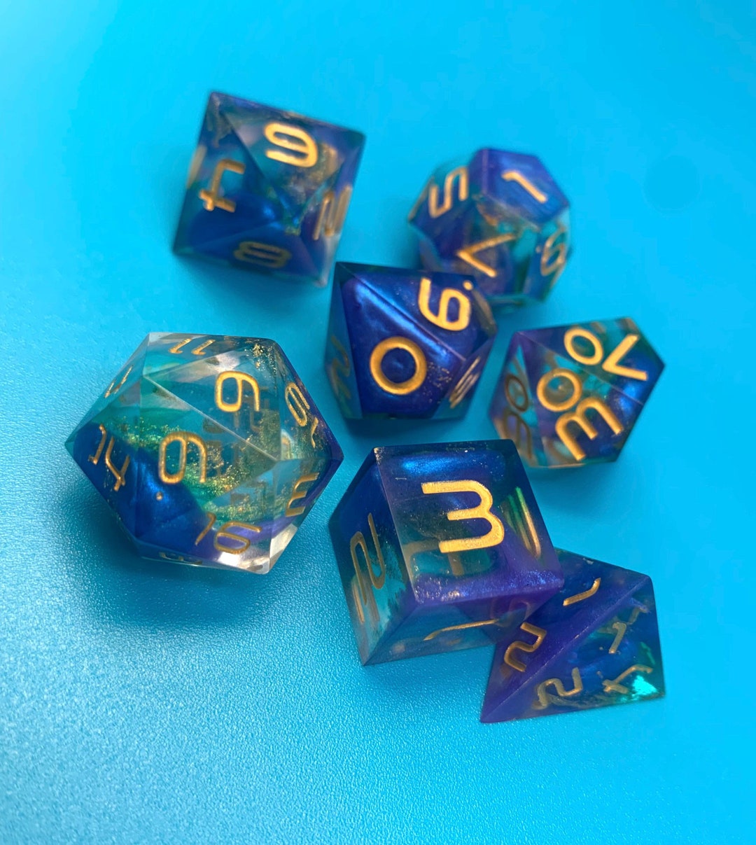 Aetherial Sea Sharp Edge Dice Set (7) for Role Playing Games - Etsy