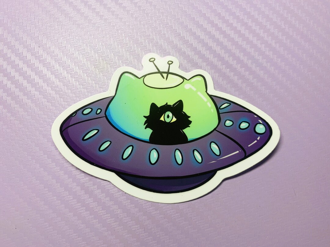 Alien Kitty Cryptid Sticker Eldritch Beans Black Cat Paranormal Scifi ...