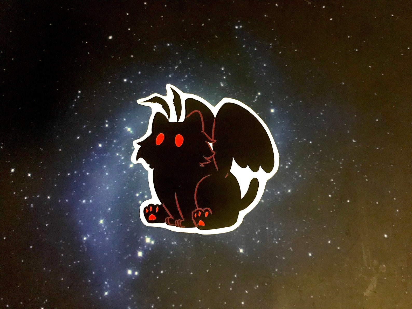 Moth Cat Sticker Mothman Kitty | Etsy
