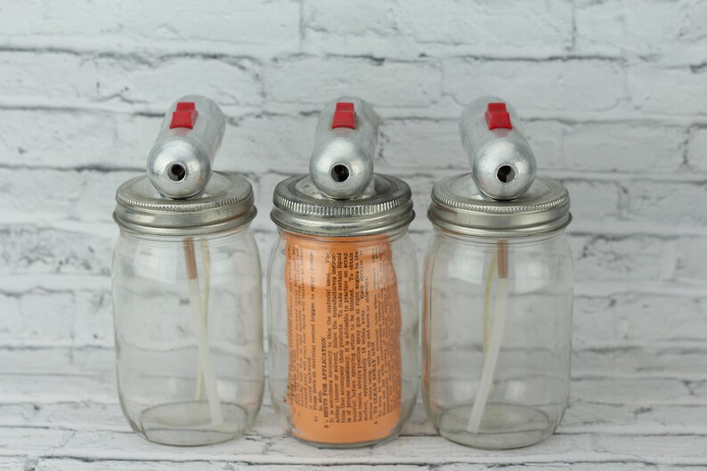 Vintage Mason Jar Sprayer Set of 3 Spray Gun clear Glass - Etsy