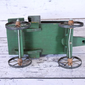 Vintage Solid Wood Train | Toy Pull Car | Classic Green Railroad Toys ...
