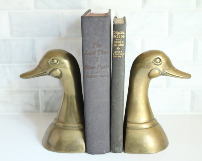 Vintage Brass Rosenthal Netter Duck Bookends Authentic Weighted With ...