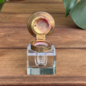 Vintage Inkwell | Brass Top | Glass Body | Desk Accessories | Office ...